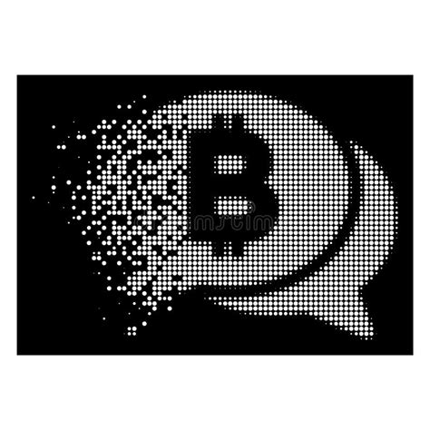 Bright Dissolved Pixelated Halftone Bitcoin Chat Icon Stock Vector
