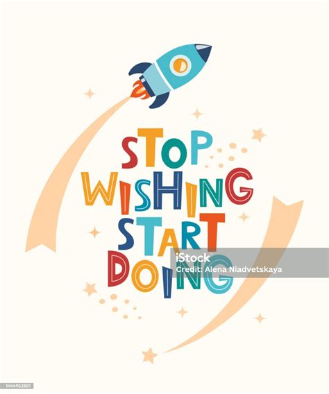 로켓과 레터링이 있는 귀여운 만화 프린트 그만 소원 시작 어린이 패션 직물 섬유 그래픽 지문 스칸디나비아 스타일의 객실 장식을