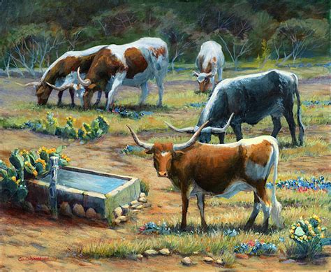 Texas Longhorn Herd Painting By Cynthia Westbrook Fine Art America