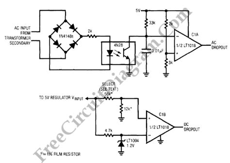 AC Line Dropout Power Failure Detector Electronic Circuit Diagram