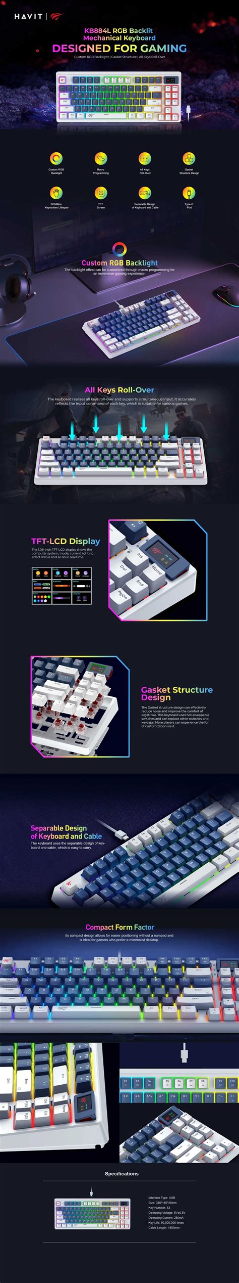 Havit Gamenote Kb L Rgb Backlit Mechanical Keyboard Price In Bangladesh