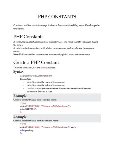 Php Contants And Math Function Pdf Php Parameter Computer