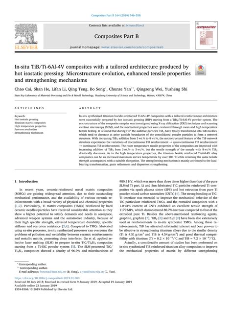 Pdf In Situ Tibti 6al 4v Composites With A Tailored Architecture Produced By Hot Isostatic