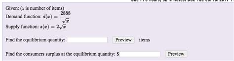 solved given x is number of items demand function
