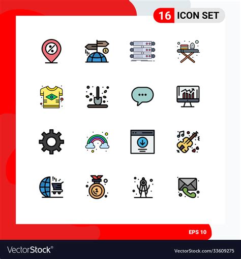 Pack 16 Creative Flat Color Filled Lines Of Vector Image