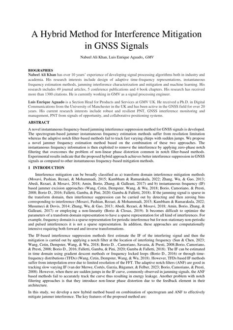 Pdf A Hybrid Method For Interference Mitigation In Gnss Signals