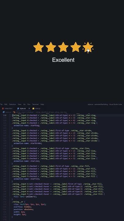 Animated Star Rating Html Css And Javascriptshorts Short Shortvideo