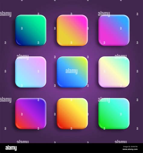 App Icons Glossy Vector Backgrounds Collection 3d Buttons With Neon Holographic Gradients And