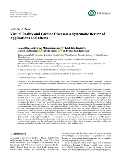 Pdf Virtual Reality And Cardiac Diseases A Systematic Review Of