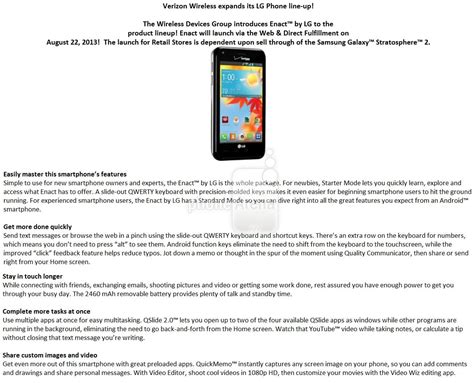 Lg Enact And Exalt Set To Launch August Nd Phonearena