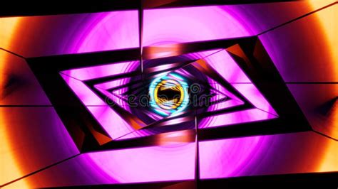 Colorful Flashes Of Light In An Abstract Twisted Cube Space Tunnel Vj