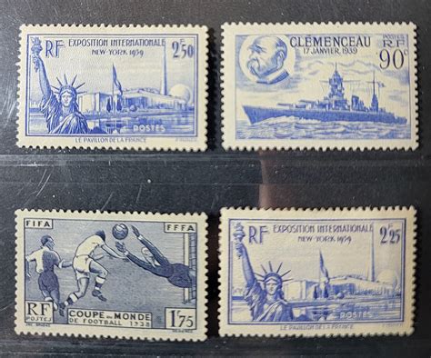 Lot 41 France Sc349373 1938 1940 World Cup Statue Of Liberty Issue