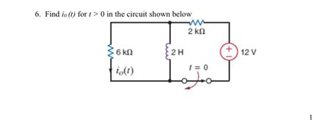 Solved Find I0 T ﻿for T 0 ﻿in The Circuit Shown Below