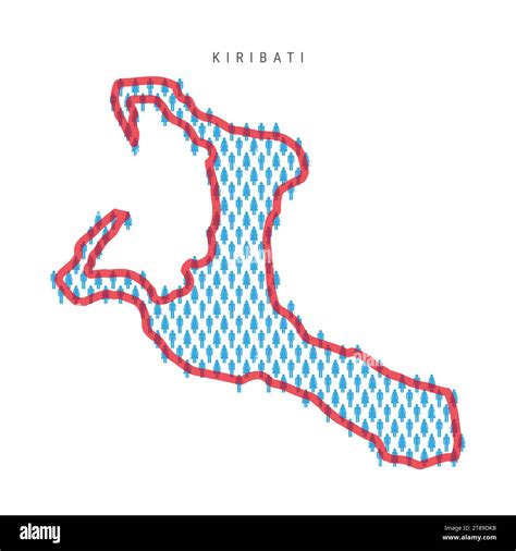Kiribati Population Map Stick Figures People Map With Bold Red Translucent Country Border
