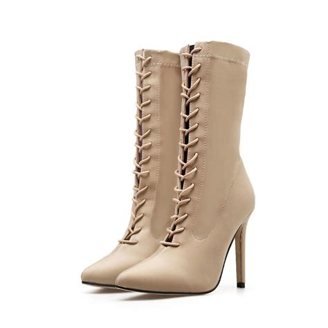 Lace Up Front Stiletto Heeled Ankle Boots On Luulla