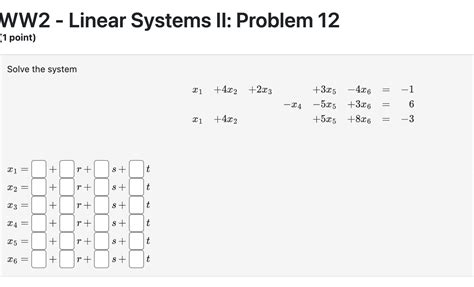Solved WW2 Linear Systems Il Problem 12 1 Point Solve Chegg Com