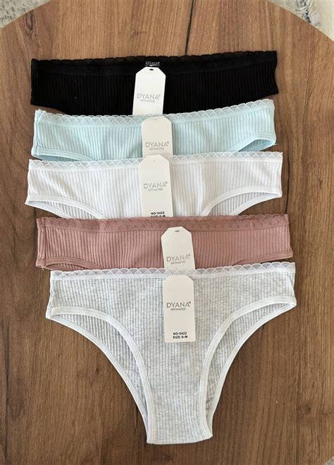 Набір трусиків жіночих в рубчик 5 шт No Brand бразиліана комбіновані бавовна ‣ Ціна 371 грн