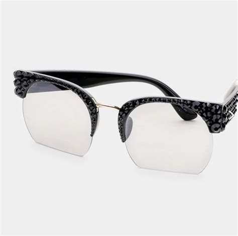 Crystal Half Frame Sunglasses 2 Colors Jewel Angels