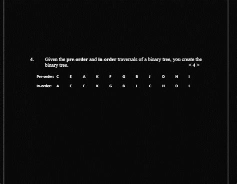 SOLVED Please Help With DSA Given The Pre Order And In Order