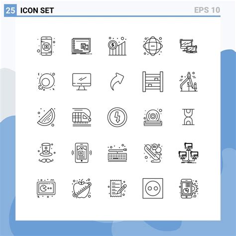 Set Of 25 Commercial Lines Pack For Computer Network Business Information Data Editable Vector