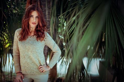 Sunlight Women Redhead Model Portrait Palm Trees Fashion Manthos