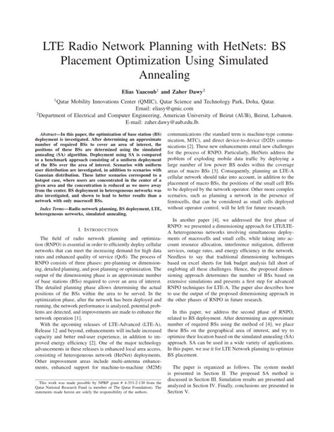 Pdf Lte Radio Network Planning With Hetnets Bs Placement Optimization Using Simulated Annealing