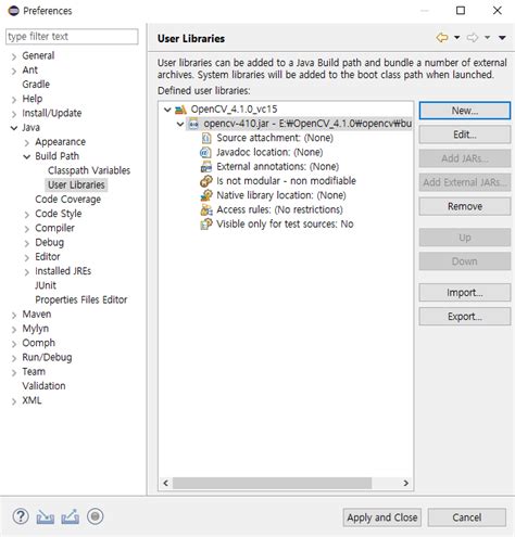 일상 Opencv Java Eclipse 개발 환경