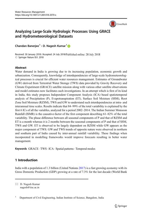 Pdf Analyzing Large Scale Hydrologic Processes Using Grace And