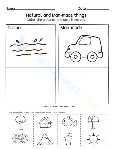 Natural And Man Made Things Worksheet