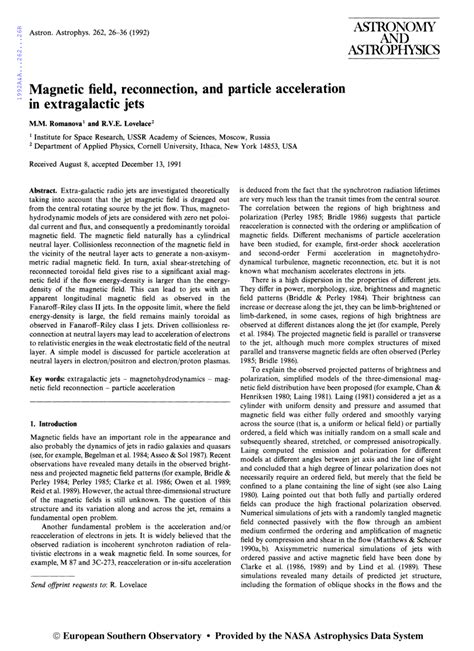 Pdf Magnetic Field Reconnection And Particle Acceleration In