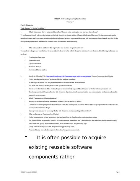 Tut07 Tuto 7 Tse2101 Software Engineering Fundamentals Tutorial 7