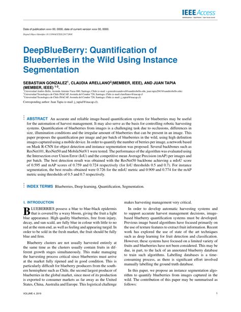 Pdf Deepblueberry Quantification Of Blueberries In The Wild Using