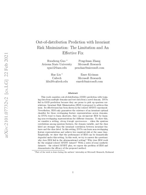 Fillable Online Out Of Distribution Prediction With Invariant Risk