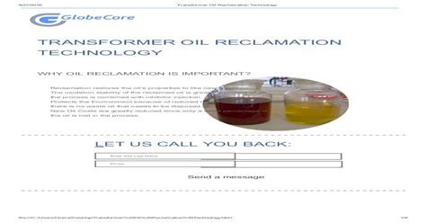 Pdf Transformer Oil Reclamation Technology · Degasification Etc Typically Oil Purification