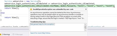 C An Asynchronous Operation Cannot Be Started At This Time Exception