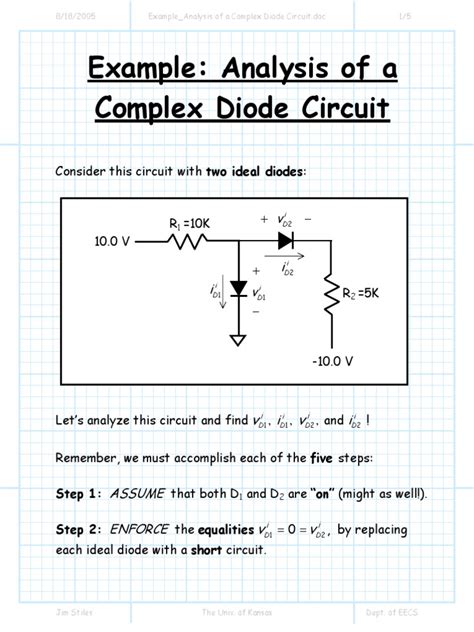 Example Analysis Of A Complex Diode Circuit Pdf Electricity