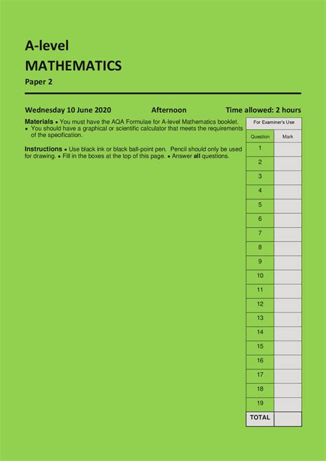 PEARSON EDEXCEL AS Further Mathematics PAPER MARK SCHEME FM Exams Mathematics