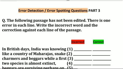 Error Detection Part 3 Editing Class 10 Term 2 By Anshika Youtube