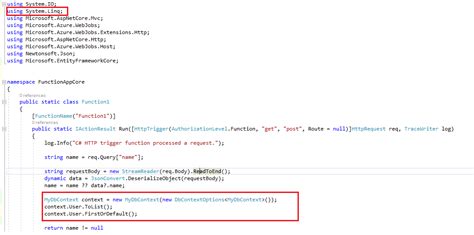 Azure Function With Entity Framework Or Normal Sql Query Stack Overflow