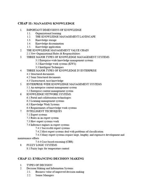 Chap 11 Managing Knowledge Pdf Business Intelligence Decision