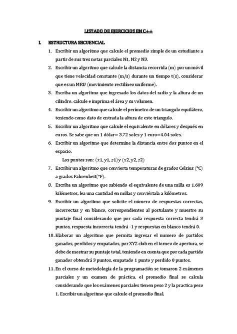 listado de ejercicios en c listado de ejercicios en c i estructura