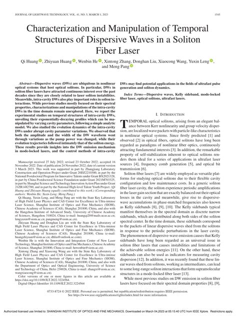 Pdf Characterization And Manipulation Of Temporal Structures Of Dispersive Waves In A Soliton