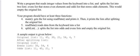 Solved Write A Program That Reads Integer Values From The Chegg