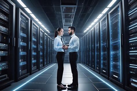 Engineer Working Server Room Internet Network Connection With Data Center Digital Technology