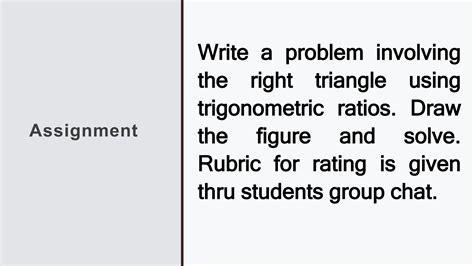 Application Of Right Triangle Using Trigonometry Pptx Educational Assessment Education