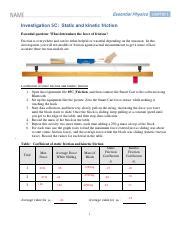Exploring Friction Static Vs Kinetic Course Hero