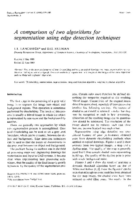 pdf a comparison of two algorithms for segmentation using edge detection techniques david