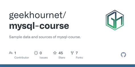 Github Geekhournetmysql Course Sample Data And Sources Of Mysql Course