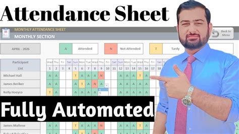 Fully Automated Attendance Sheet In Urdu Hindi Excel Based Youtube
