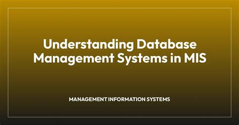 Understanding Database Management Systems In Mis • Slm Self Learning Material For Mba